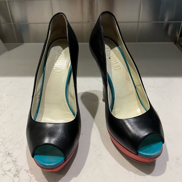 Loriblu | Shoes | Loriblu Multicolor Leather Peep Toe Platform Pumps It ...